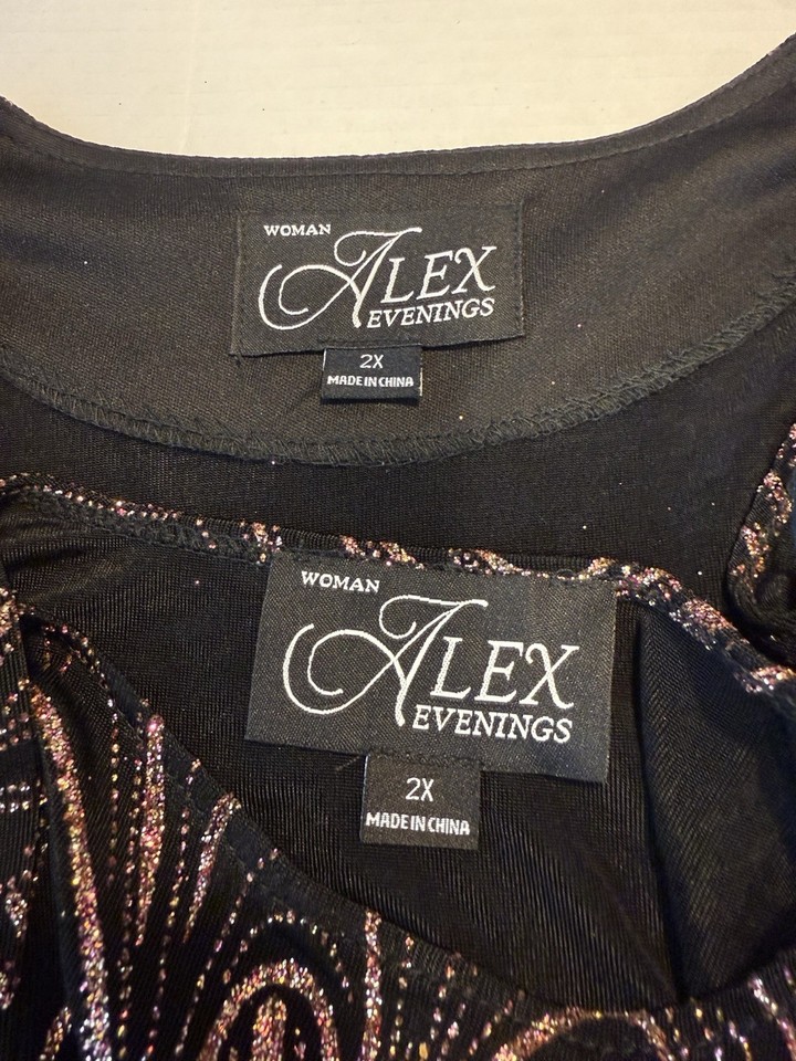 Alex Evenings Women's Black W/ Pink Paisley Design 2-Piece Shell/Jacket ...