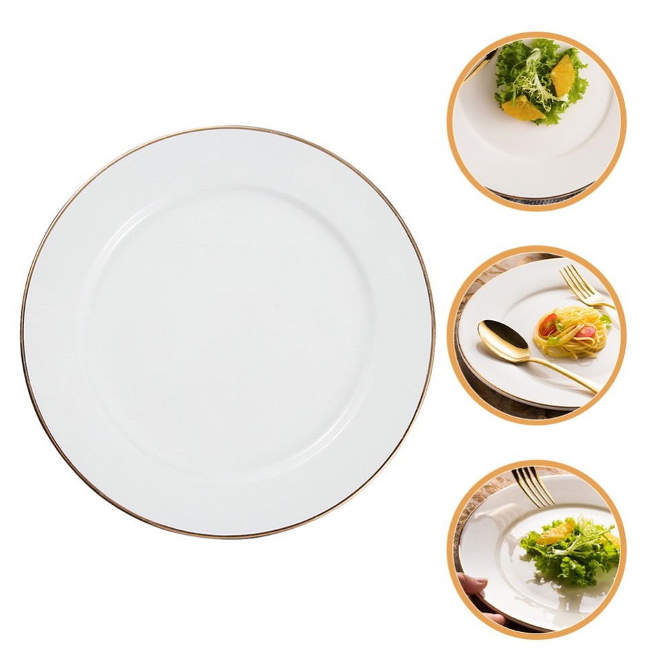 Ceramic Gold-edged Dining Plate for Serving Food Restaurant Dinner ...