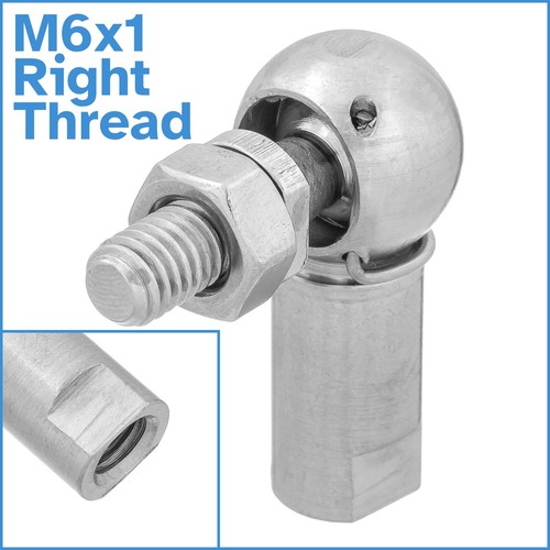 M6 x 1mm Right Thread Elbow Axial Ball Joint Head Socket Stainless ...