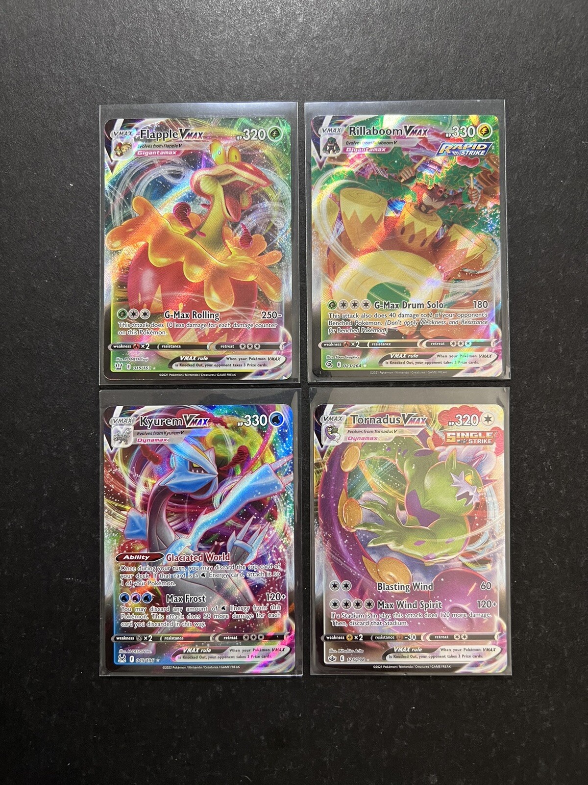 4x VMAX Pokemon Card Holo Ultra Rare Kyurem Flapple Tornadus Rillaboom ...