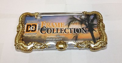 3 D DRAGON CHROME GOLD METAL AUTO CAR LICENSE PLATE FRAME LPF-7402 | eBay