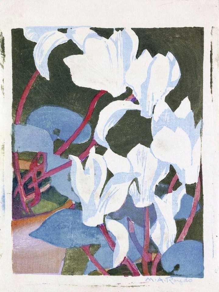Cyclamen – Mabel Royds – 1935 – Bold Floral Woodcut by British ...
