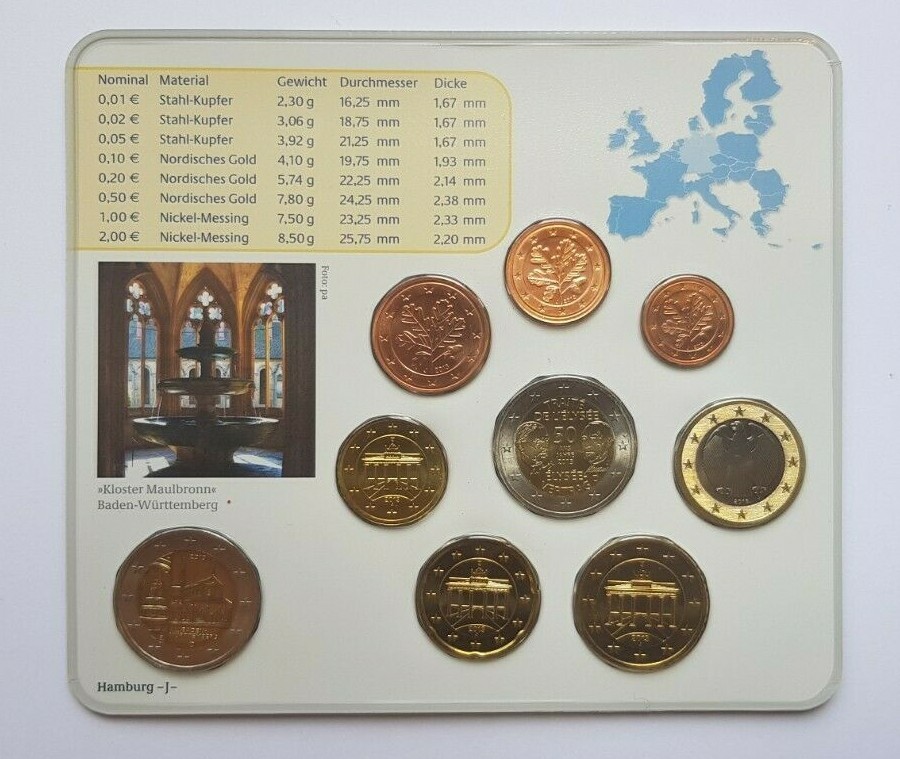 Germany Deutschland Euro 9 Coin Set 2013 J Hamburg UNC FDC 2 Euro 2 ...