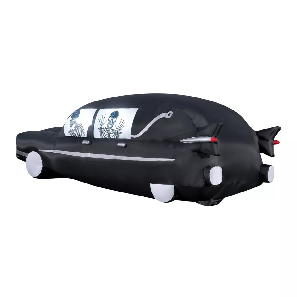 Spirit Halloween Hearse Inflatable Skeleton 14 Ft LED Home Depot Decor ...
