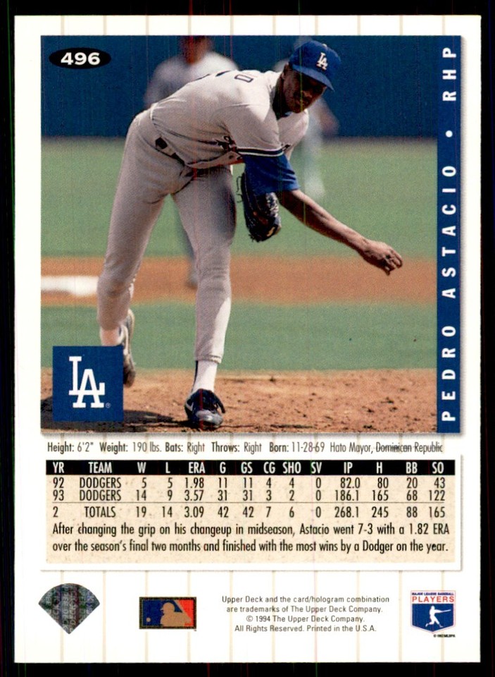 1994 Upper Deck Pedro Astacio Baseball Cards #496 | eBay