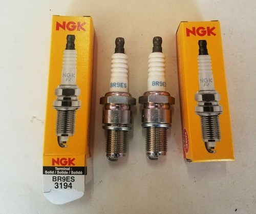 (2) NGK BR9ES SOLID 3194 Spark Plugs ATV MX 2-stroke Non-removable ...