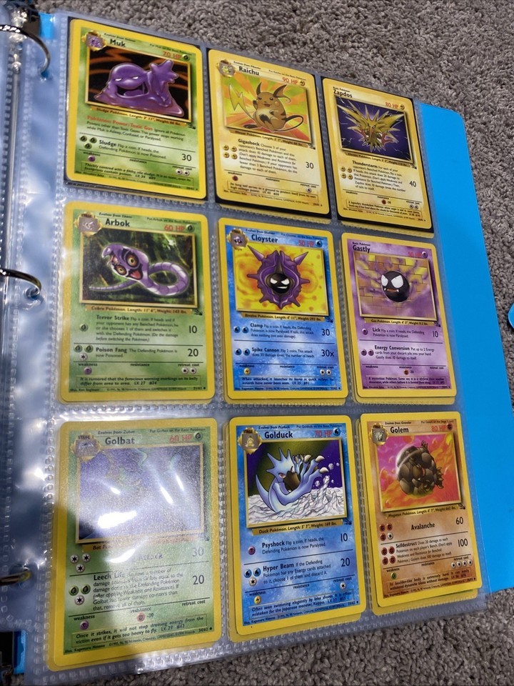 100% Complete Fossil Set 62/62 Original 1999 Pokemon Cards, Various ...