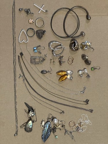 925 STERLING SILVER Scrap/Stone/earrings Jewelry Treasure Lot ~ 117 ...