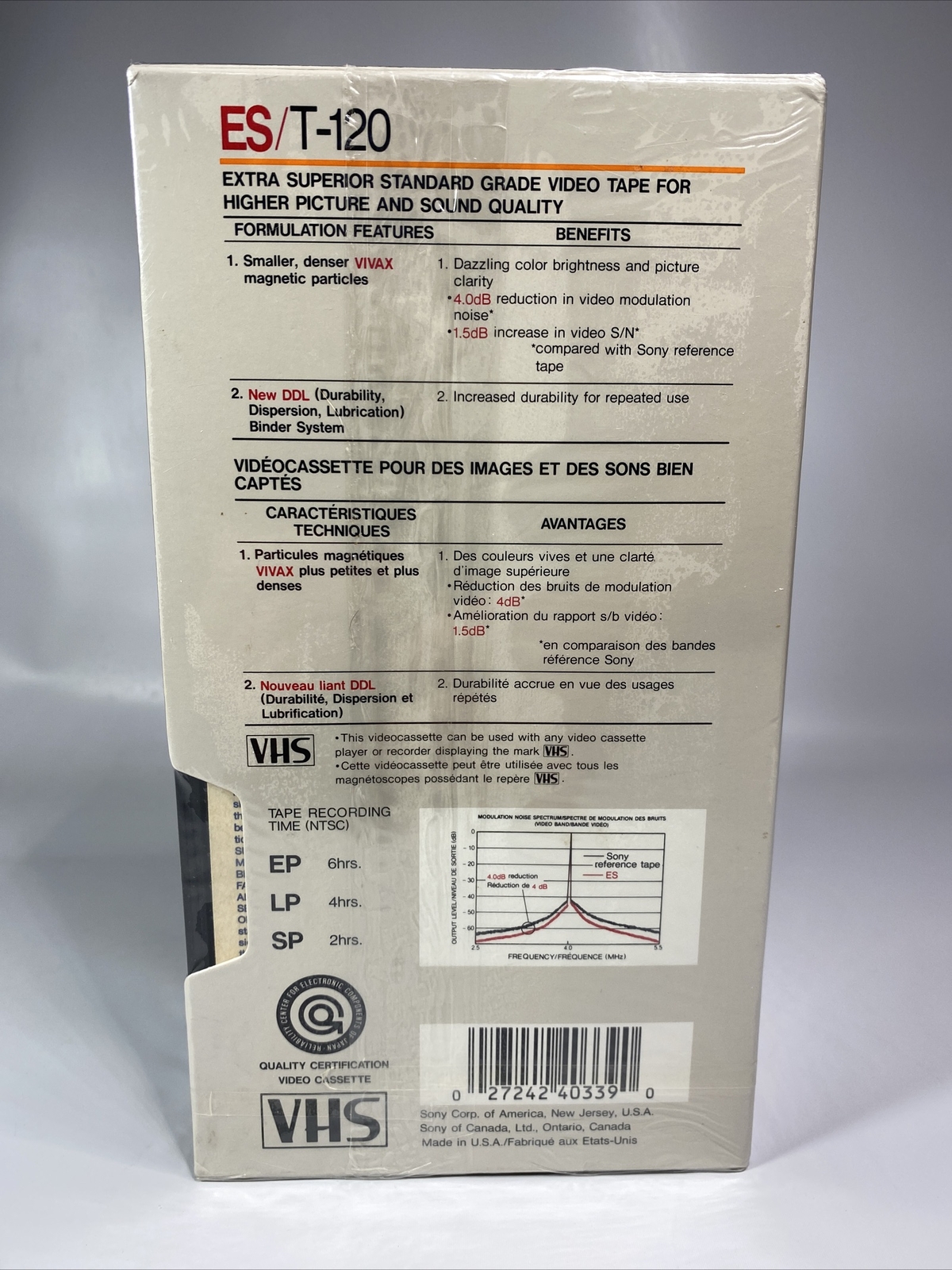 Lot of 2 New Sony VHS Blank Tapes T-120 ES Dynamicron 246 Meters Sealed ...