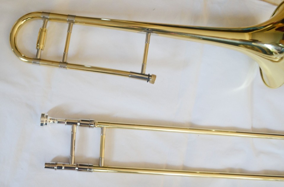 Funion B Flat Tenor Trombone Kit Bb Key Gold Lacquer Slide Trombone w ...