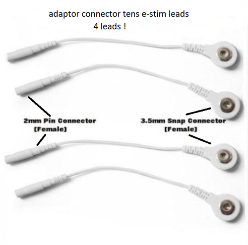 electrosex e-stim tens massager 4 x Adapter Lead Wires/Cables Snaps,uk ...