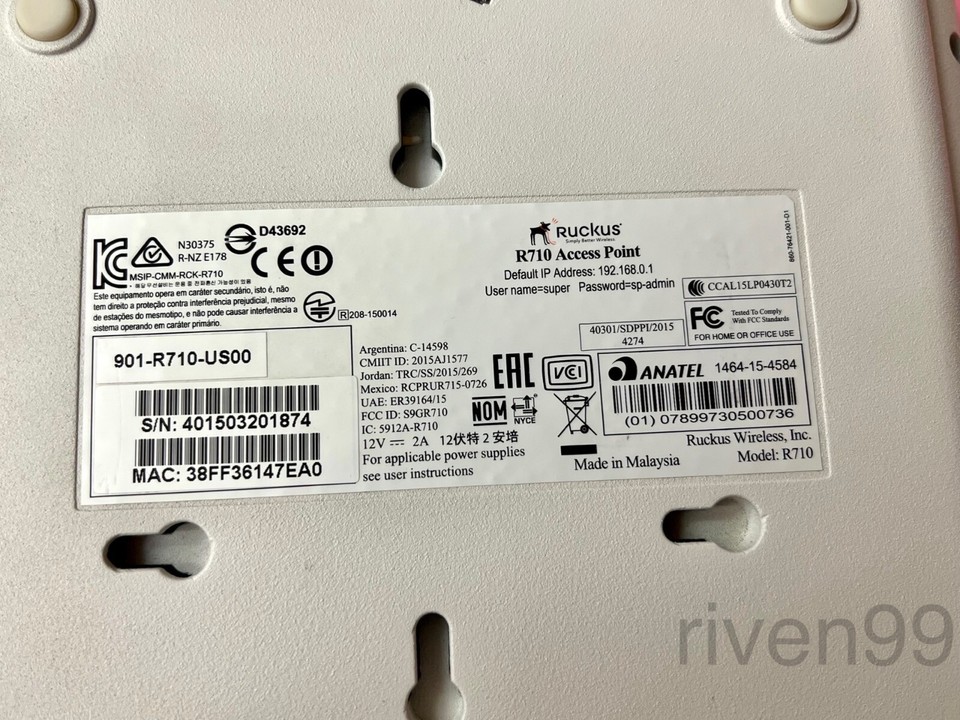 Ruckus R710 Dual-band PoE+ Wireless Access Point, UNLEASHED, B-grade | eBay