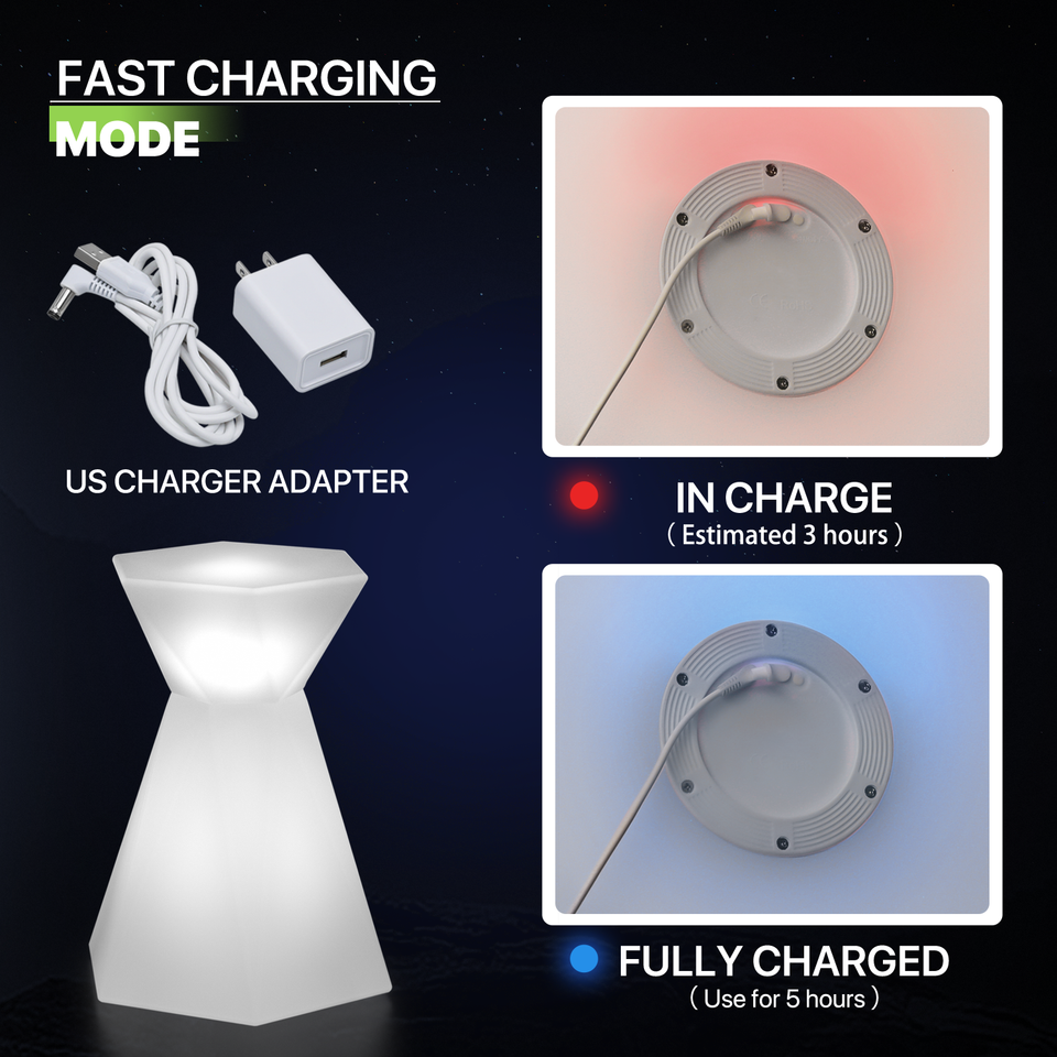 Hexagonal LED Light Up Accent Side Table Pub Night Club Stools Bar ...