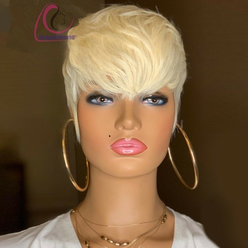 Short Blonde Wigs Pixie cut Wigs 100% Real Human Hair 613 Short Wigs ...