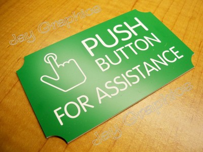 Engraved ~ PUSH BUTTON FOR ASSISTANCE Door Sign || Office Retail ...
