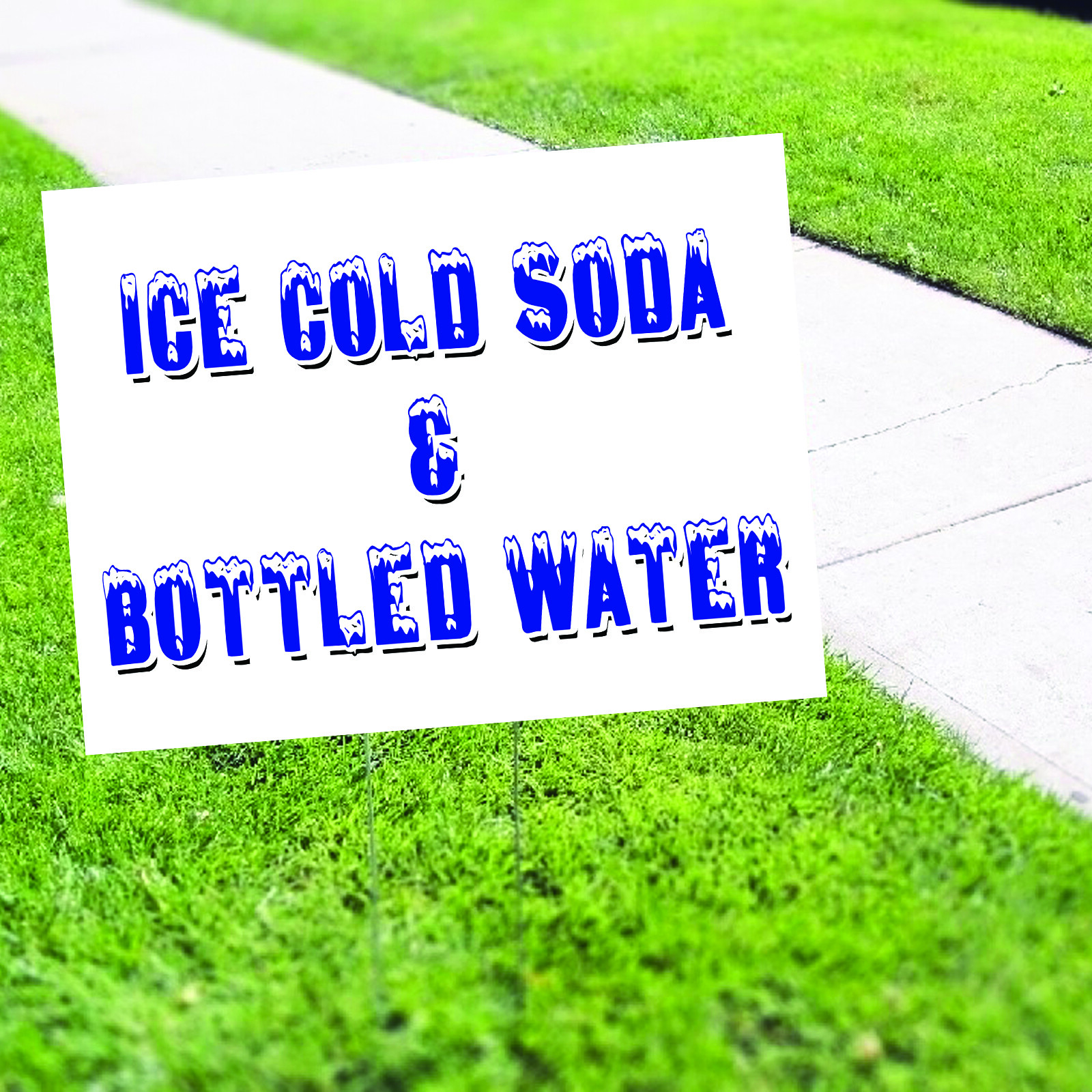 Ice Cold Soda & Bottled Water Yard Sign With Stake Outdoor Soda ...