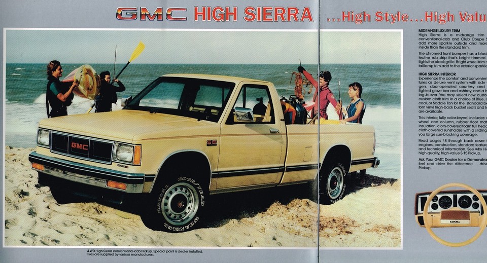 1985 GMC S15/S-15 PickUp / Pick Up TRUCK Brochure w/Color Chart:HIGH ...