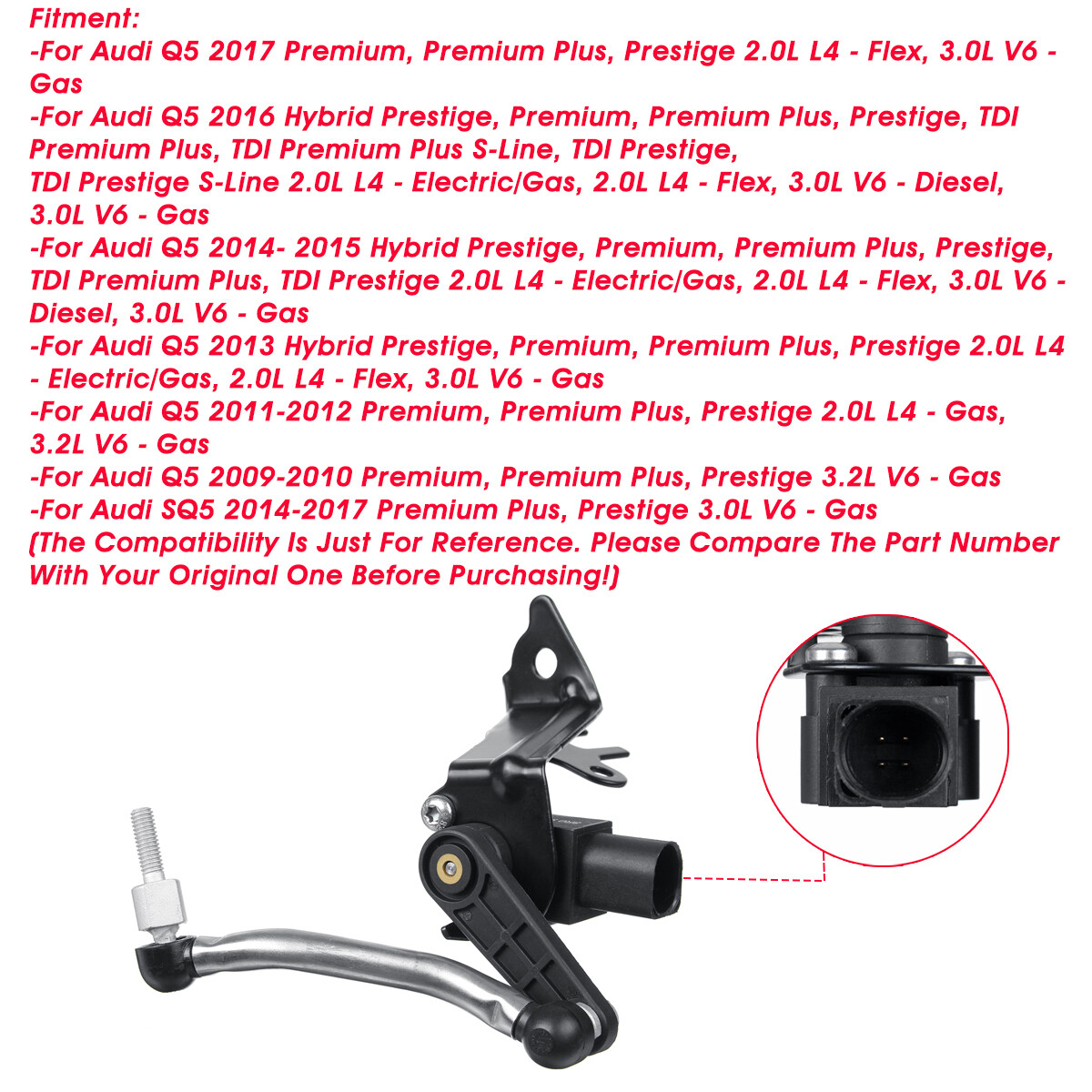 Front Left Suspension Headlight Headlamp Level Sensor For Audi Q5 SQ5 ...