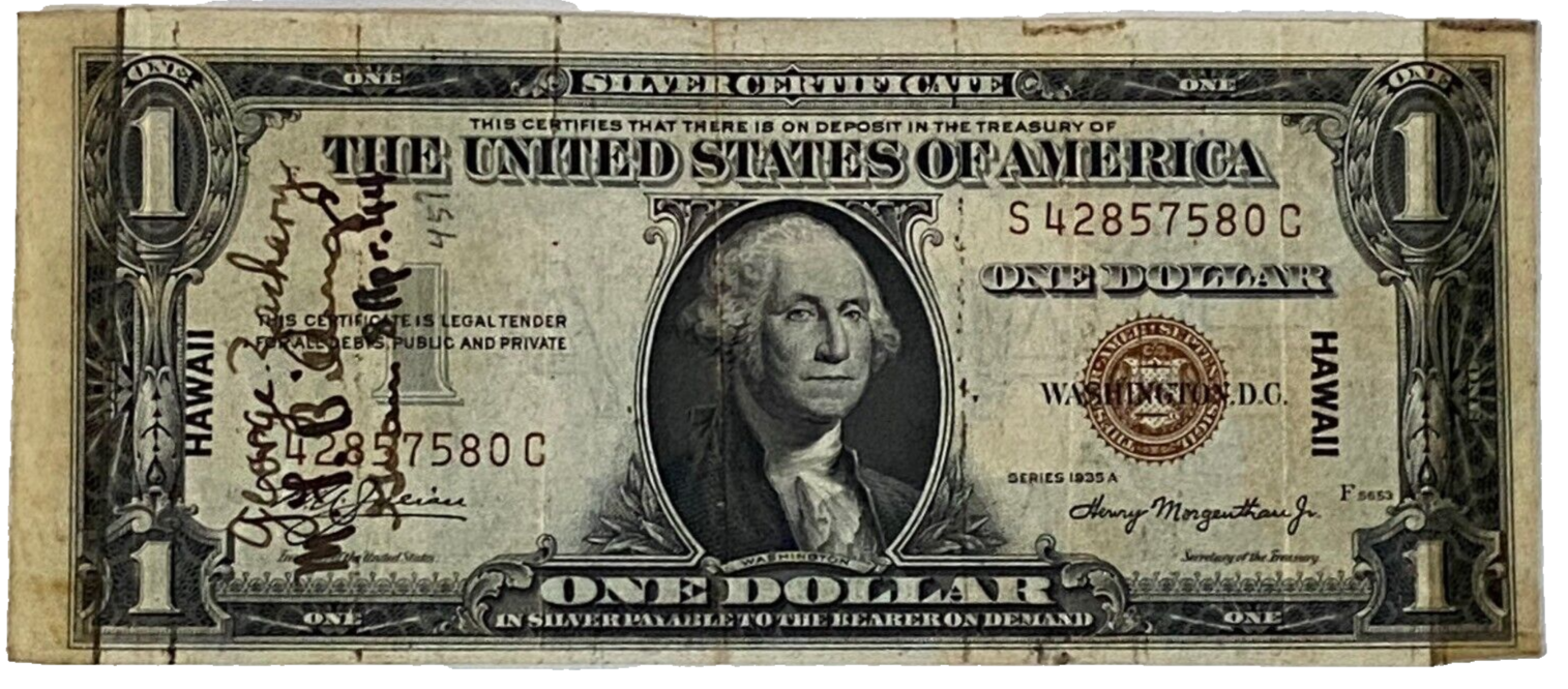 1935 A $1 One Dollar Hawaii Overprint - Veteran Signature April 1944 | eBay