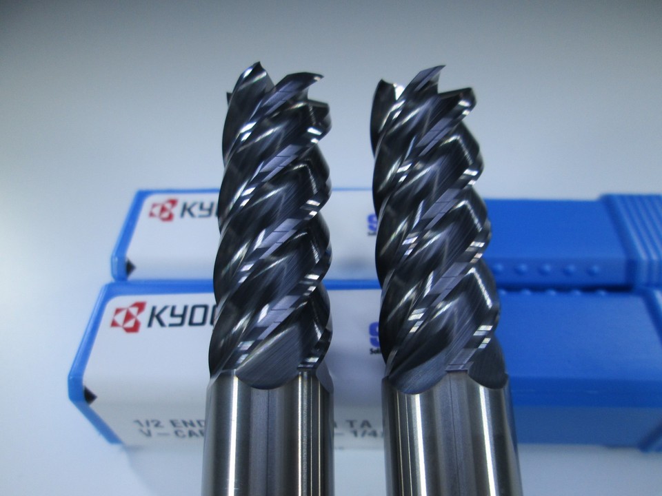 LOT ( 2 ) KYOCERA SGS 32664 SOLID CARBIDE 1/2" 5 FLUTE END MILLS TOOL ...