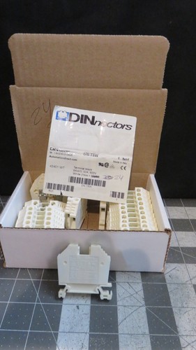 DINnectors DN-T8W White Terminal Block 43401 WT (Pack of 24) 8AWG, 50A ...