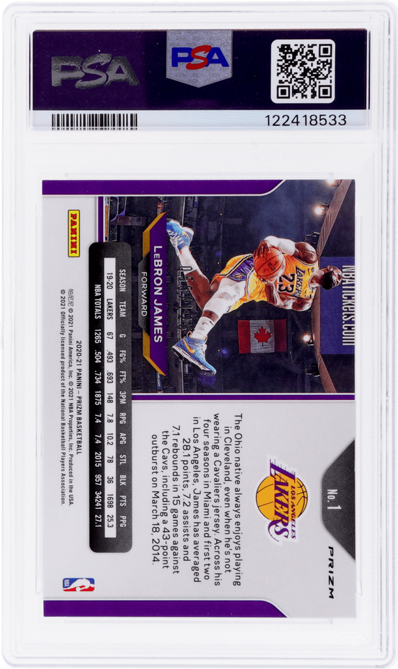 2020 Panini Prizm LeBron James Blue Ice Prizm #1 /125 PSA 9 | eBay