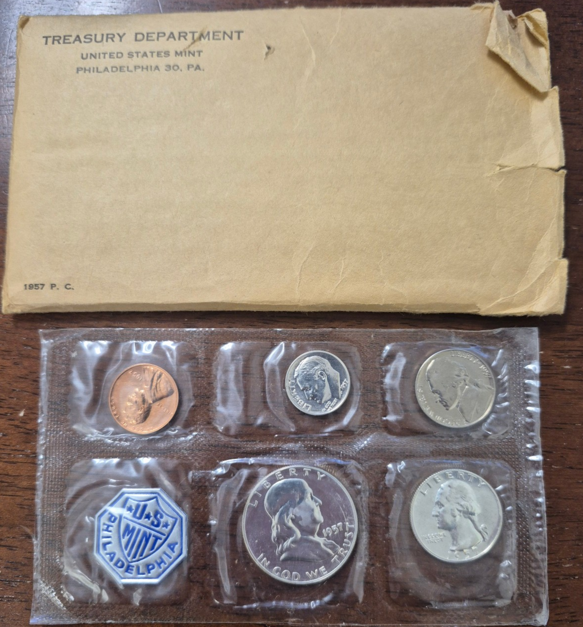 1957 US 5 Coin Proof Set Silver Coins and Envelope Philadelphia Mint | eBay