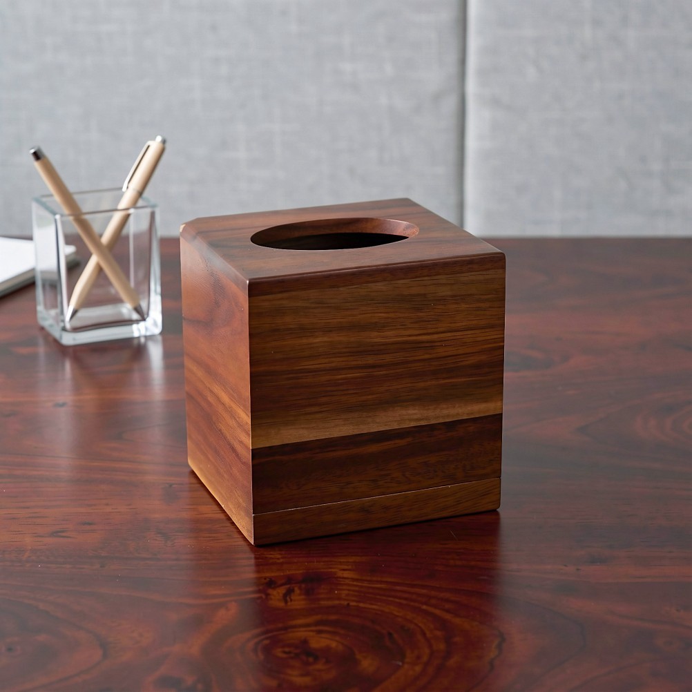Natural Wood Tissue Box Holder Decorative Rectangular Facial Tissue ...