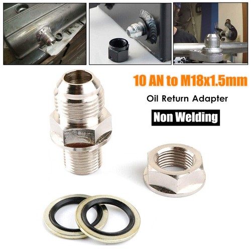 10 AN to M18x1.5mm Turbo Oil Pan Adapter Fitting Kit Return Drain Plug ...