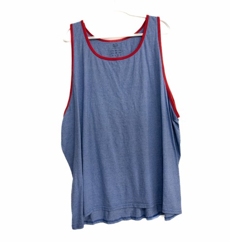 Fruits Of The Loom Mens Blue Red Tank Top Sleeveless Solid Round Neck ...