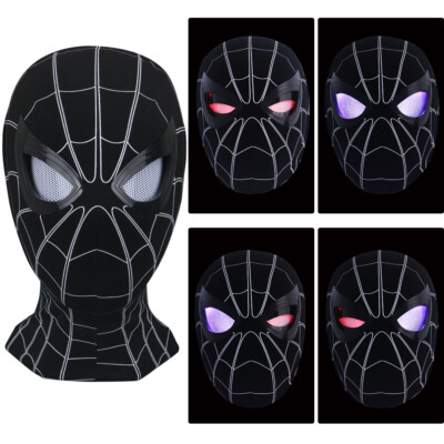 Moving Eyes Black Spiderman LED Mask Remote Control Superhero ...