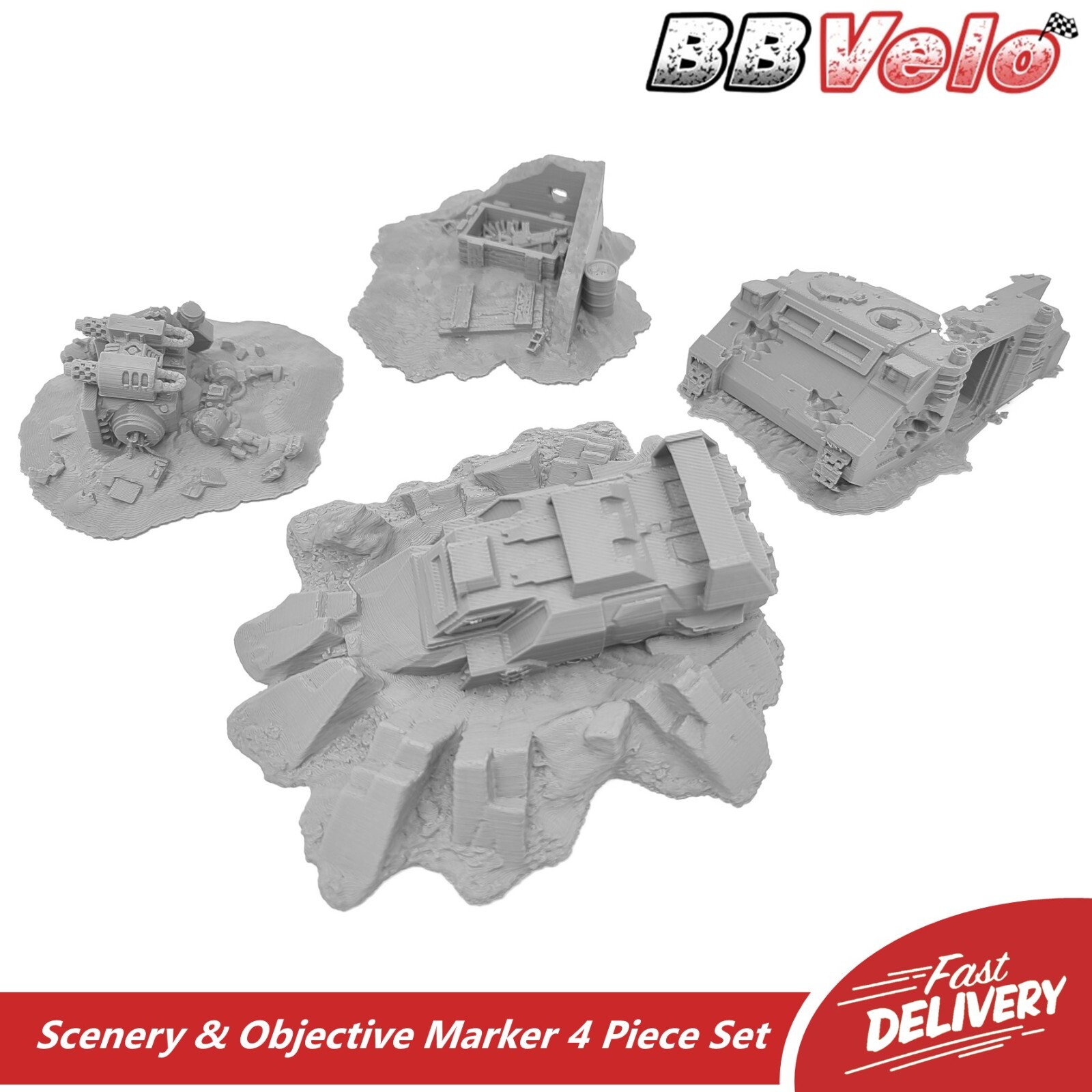 4PCS SCENERY SET Objective Markers Vehicle Bundle For Wargaming | 28mm ...