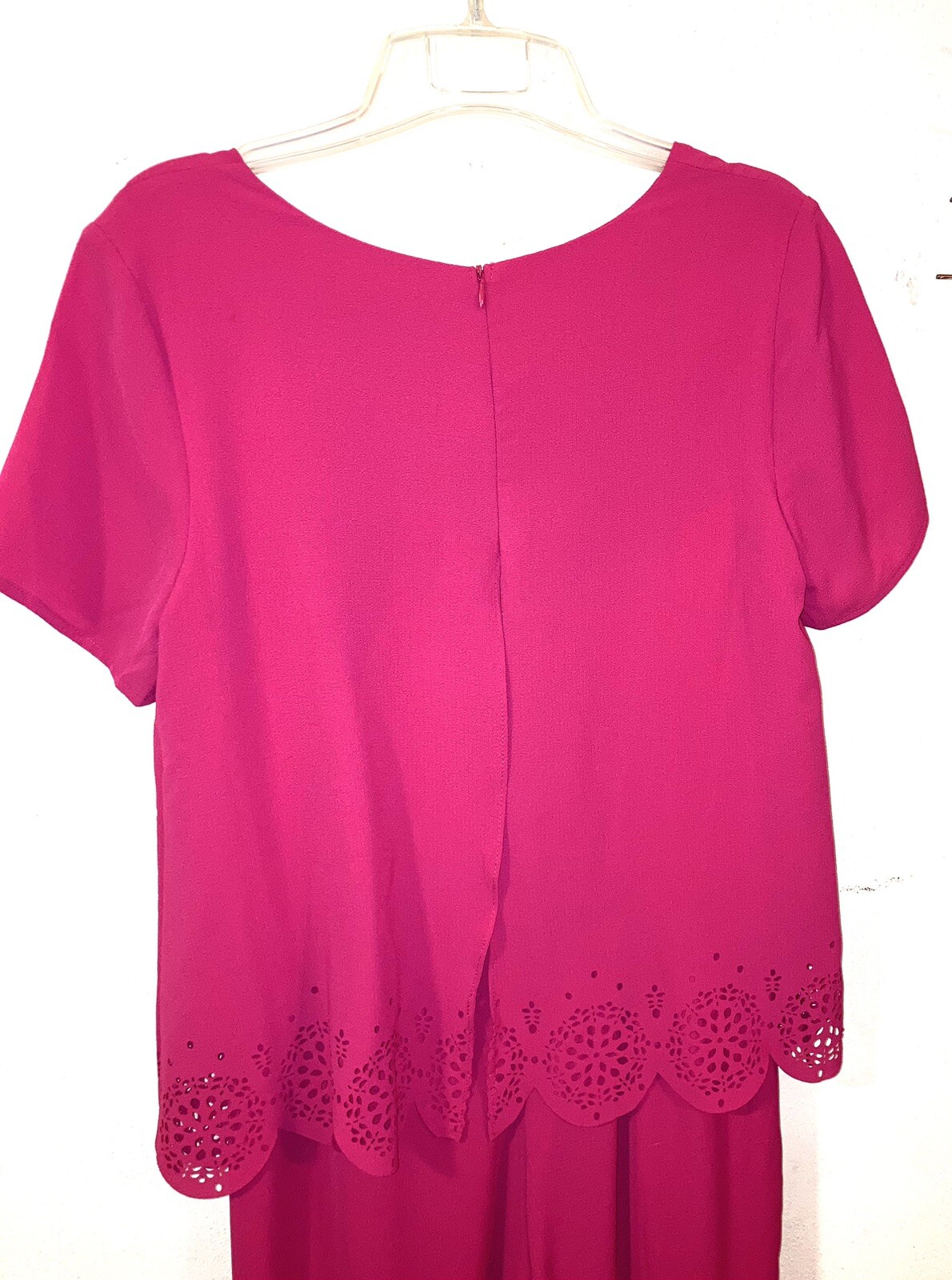 Jumpsuit Kate & Mallory Raspberry Pink Scalloped Hem Top Lined Size ...