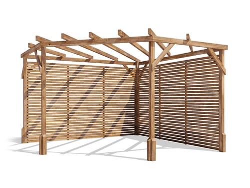 Corner Garden Pergola Kit Wooden Trellis Slatted Walls 3m x 3m Utopia ...