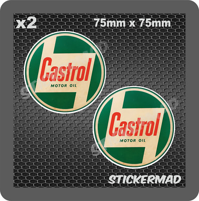 x2 Castrol Motor Oil Dirty Style Garage Stickers Vintage GB RETRO ...