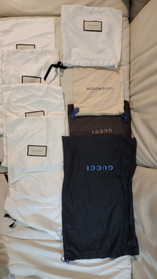 Designer dust bags Lot of 8 drawstring Gucci/Louis Vuitton | eBay