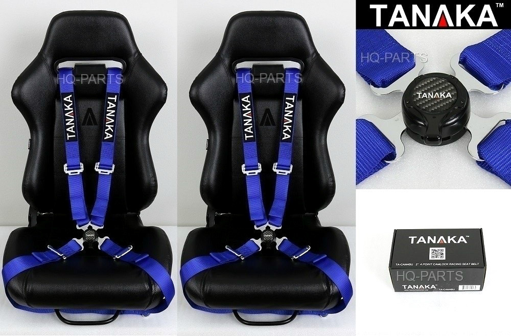 Racing Seat Belts 5 Point Tanaka Universal Blue 4-Point Camlock Racing ...