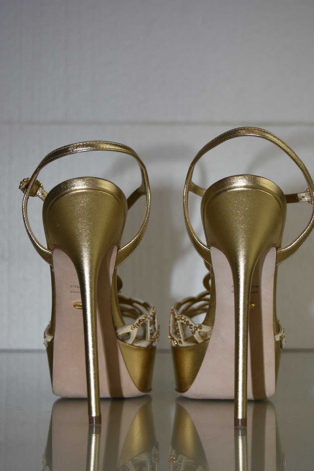 $1375 New Sergio Rossi CRYSTAL VAGUE Gold STRASS Wedding Eve Platform ...