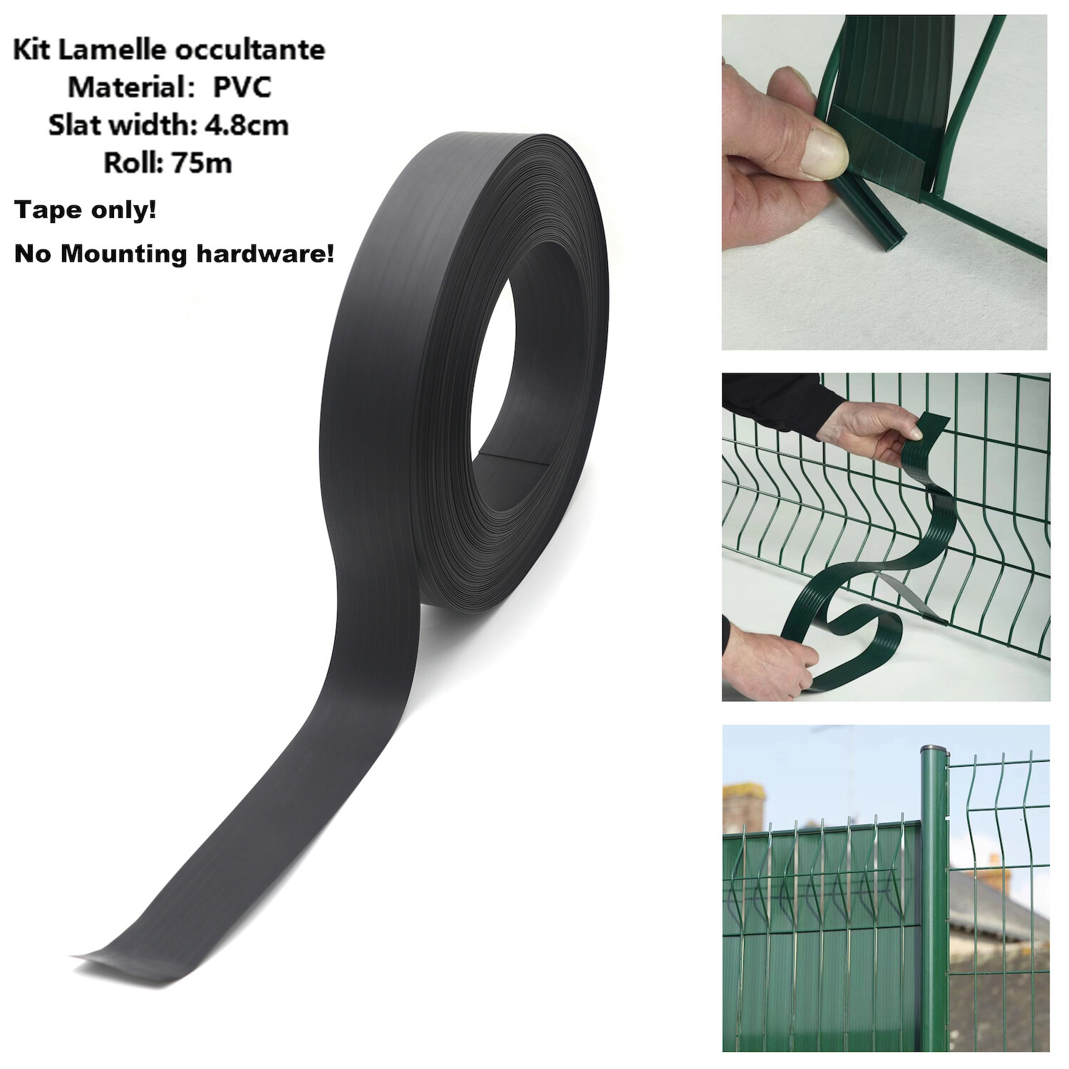 Black View Blocking Privacy Tape Weave for Chain Link Fence 75m/250 ft ...