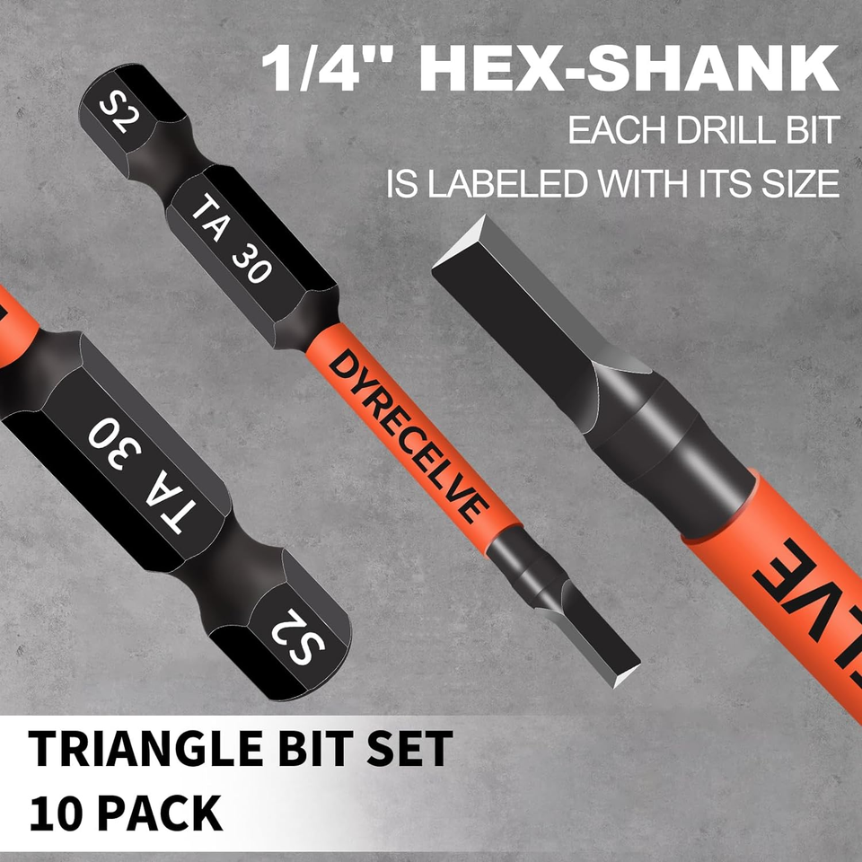 10-Pack Triangle Screwdriver Set Premium Steel Triangle Bit Long ...