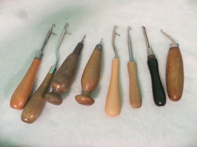 Vintage Lot of 8 Wooden Handled Carpentry Rug Tools Awls Hooks | eBay
