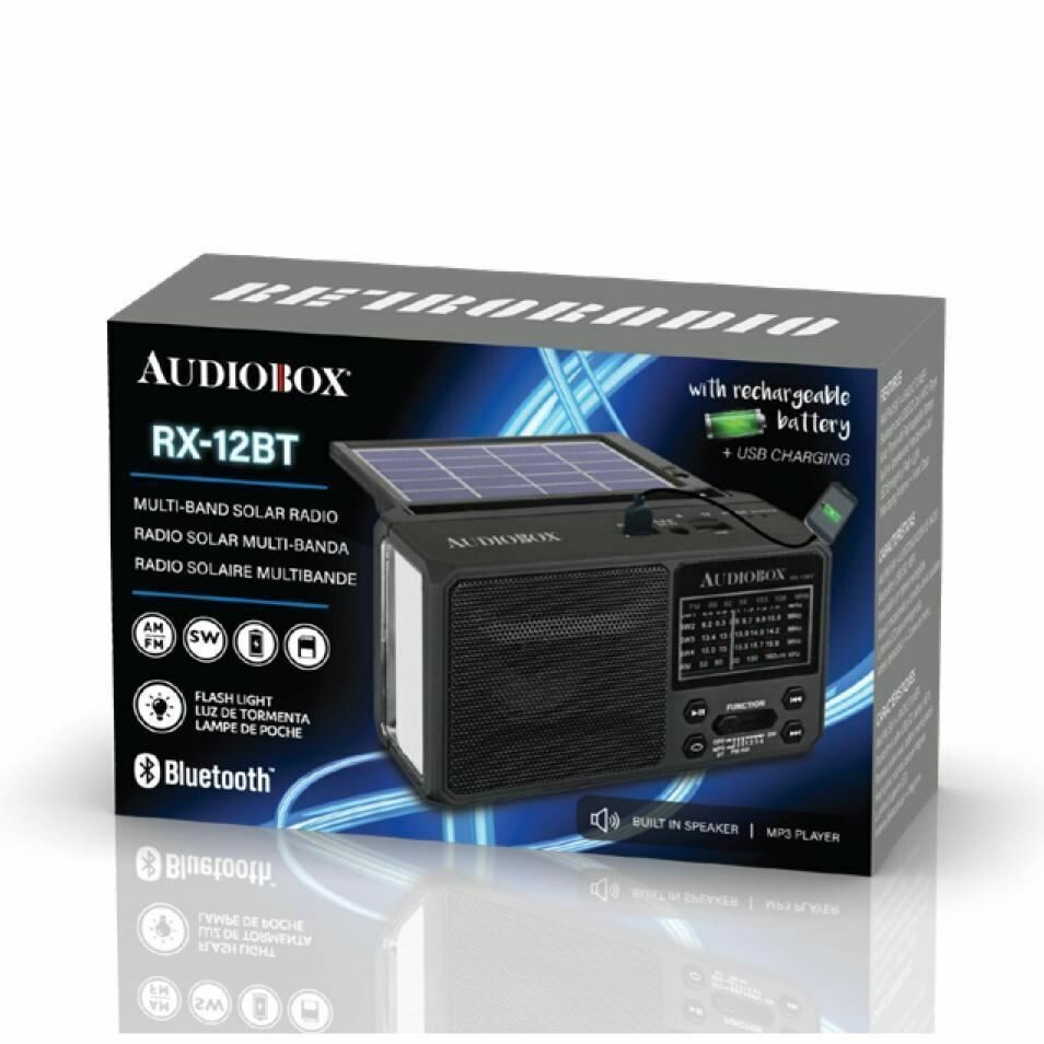AUDIOBOX RX-12BT Portable AM FM SW Bluetooth Solar Radio ,LIGHT, Cell ...