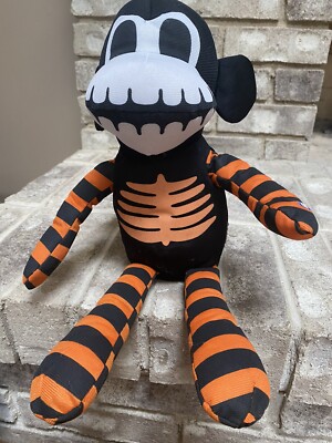 RARE! GEMMY Industries Sock Monkey Skeleton Shelf Decor Animated Sound ...