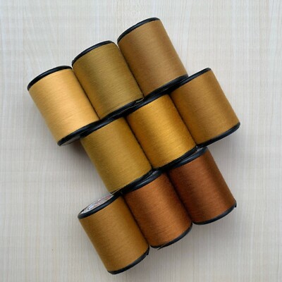 Yellow Gold Color Shades 9 Spools Sewing Thread All Purpose Polyester ...