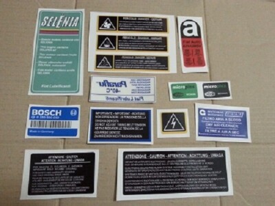 Fiat uno turbo i.e. adesivi stickers vano motore 2 serie mk2 completi ...