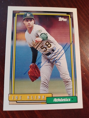 JOE KLINK 1992 Topps # 678 autographed signed card OAKLAND ATHLETICS 92 ...