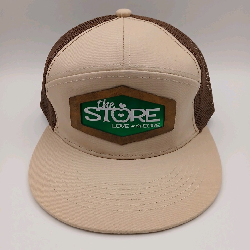 The Store Love at the Core Hat Cap Snapback Beige Brown Leather Edge ...