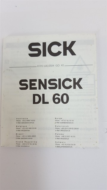 Sick DL60-P111B Distance Sensor Sensick DL60 11-30VDC 4-20mA - for sale ...