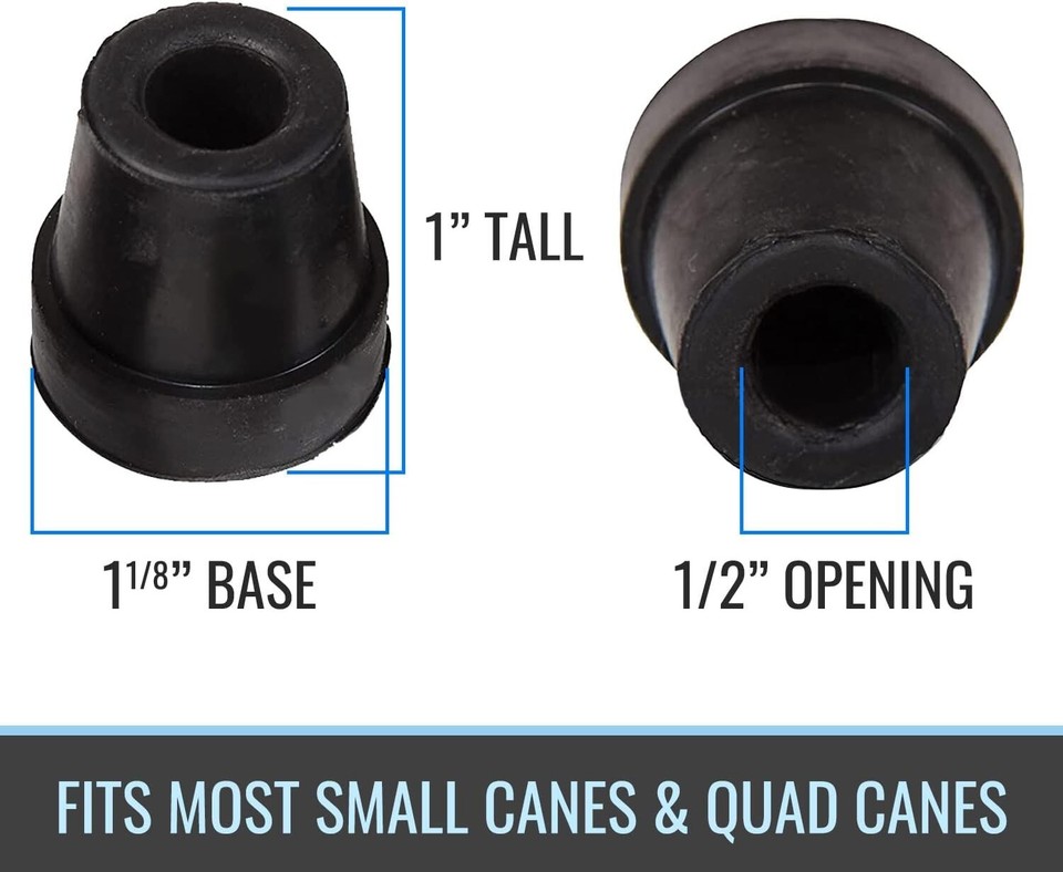 Durable Replacement Quad Cane Tips, Extra Stability, No-Slip Grip, 1/2 ...
