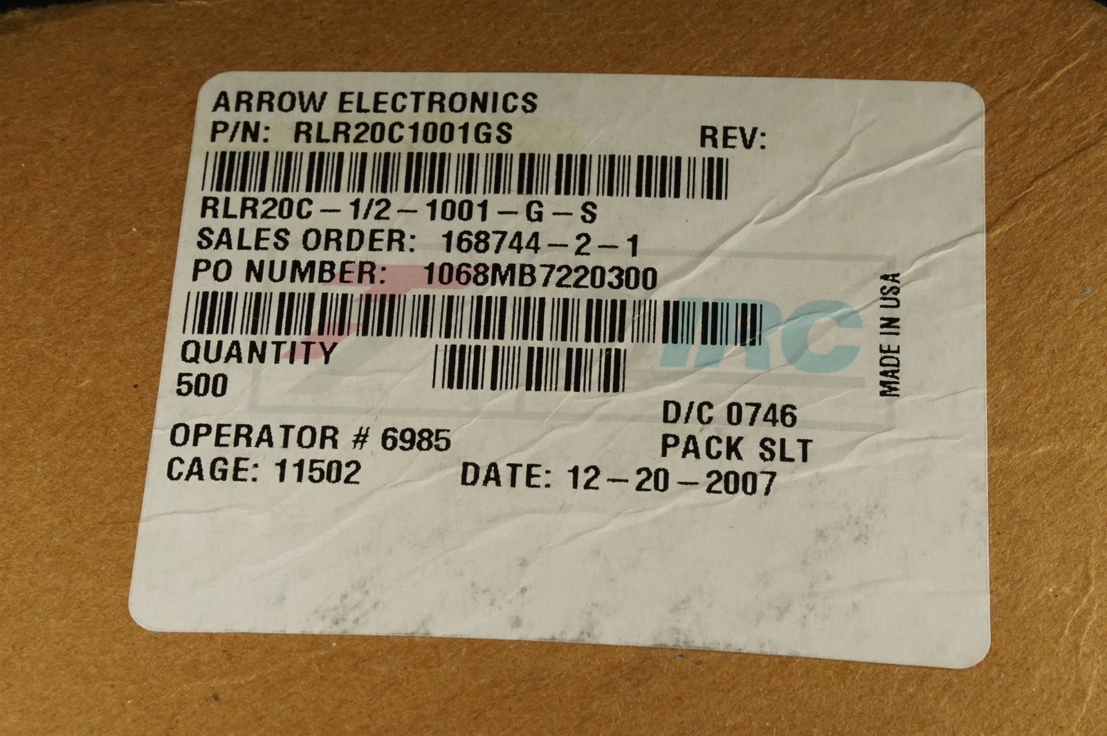 RLR20C1001GS IRC Resistor Metal Film 1K 1000 Ohm 2% 1/2W 500mW NOS | eBay